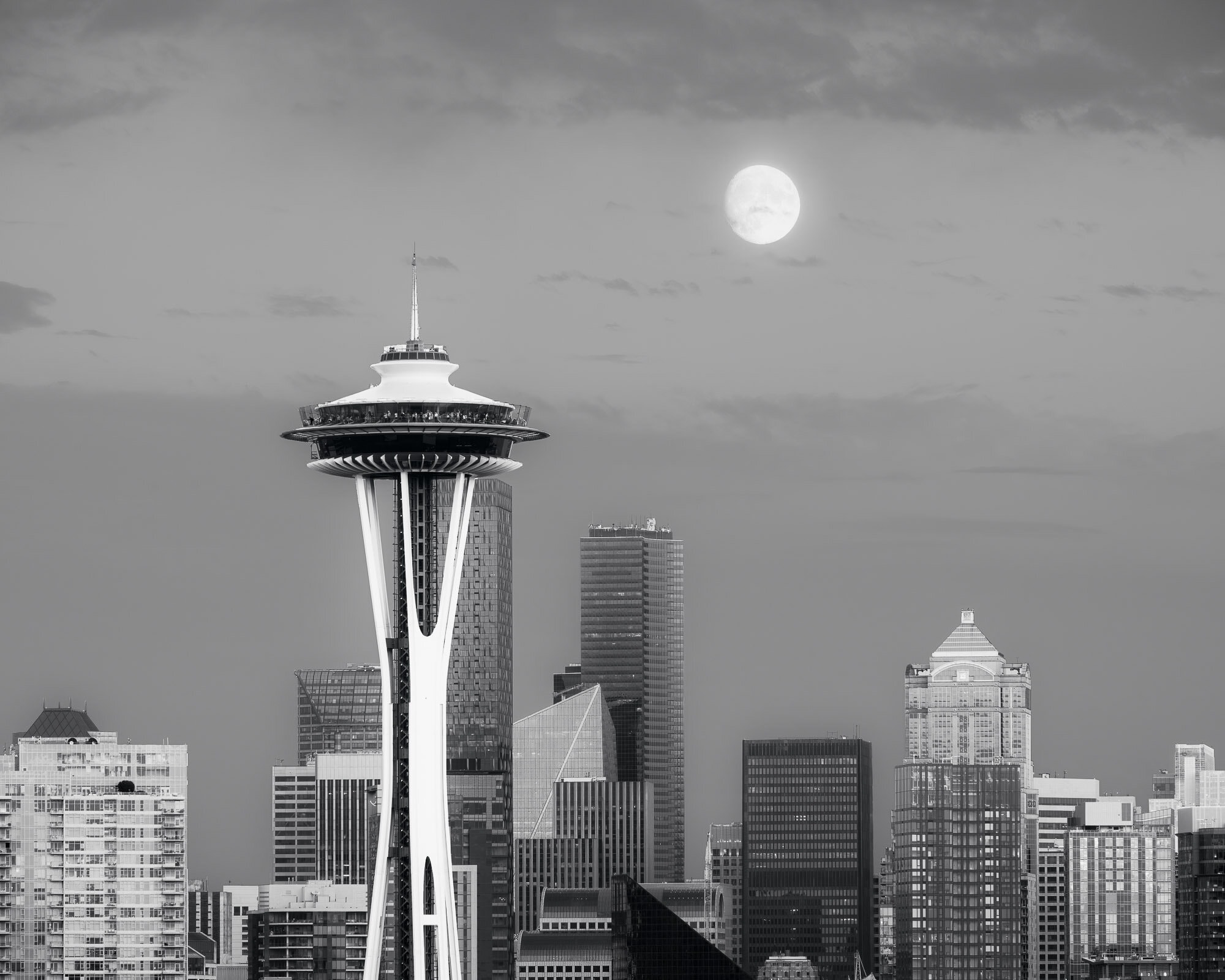 Moon Over the Space Needle, Seattle, Washington, 2022